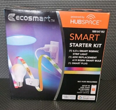 NEW Ecosmart Hubspace Starter Kit 6.5" RGBWIC strip light, A19 Bulb ...