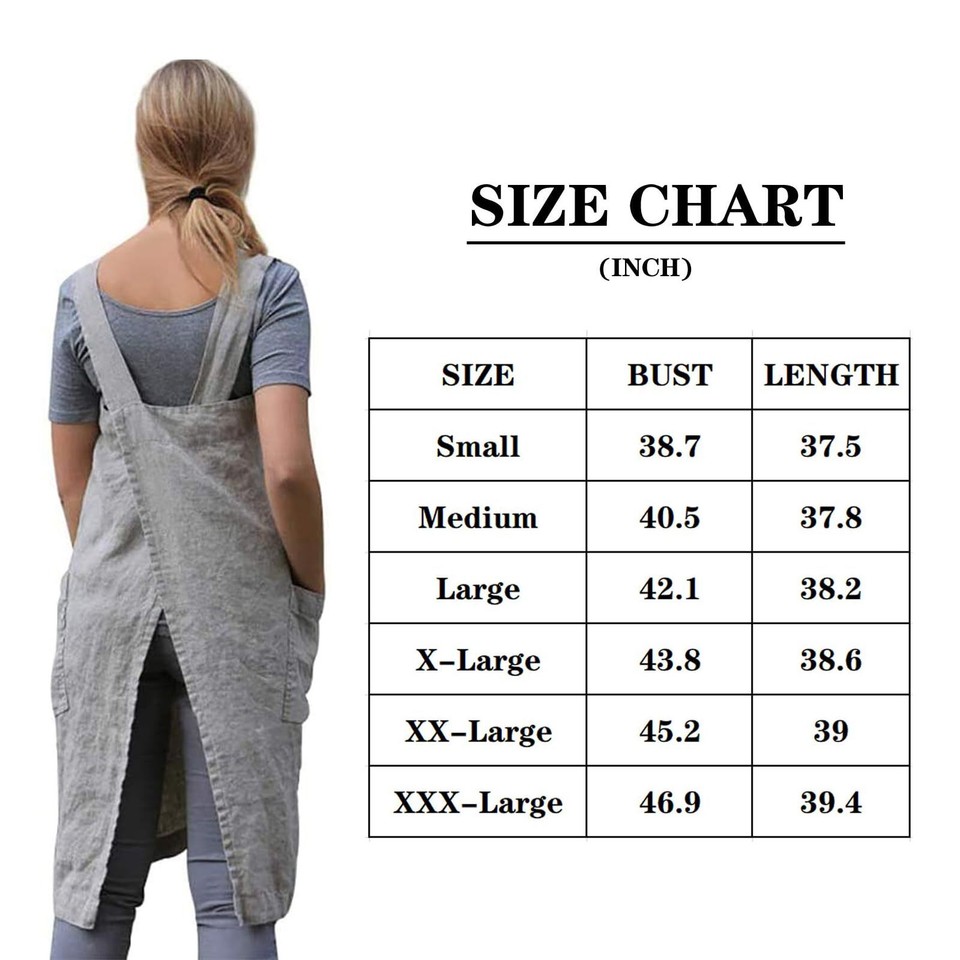 Japanese Aprons Plus Size Smock for Women with Pockets Cross Back ...