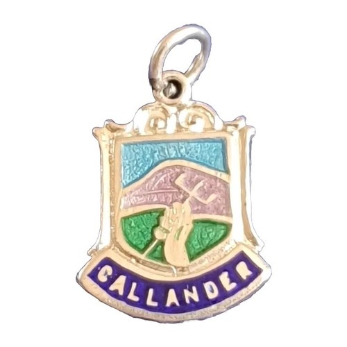 CALLANDER SCOTLAND Silver Vintage Travel Shield Enamel Souvenir Charm ...