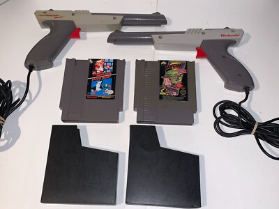 2 Nintendo NES Zapper NES-005 OEM w Gotcha! & Super Mario Bros.DuckHunt ...