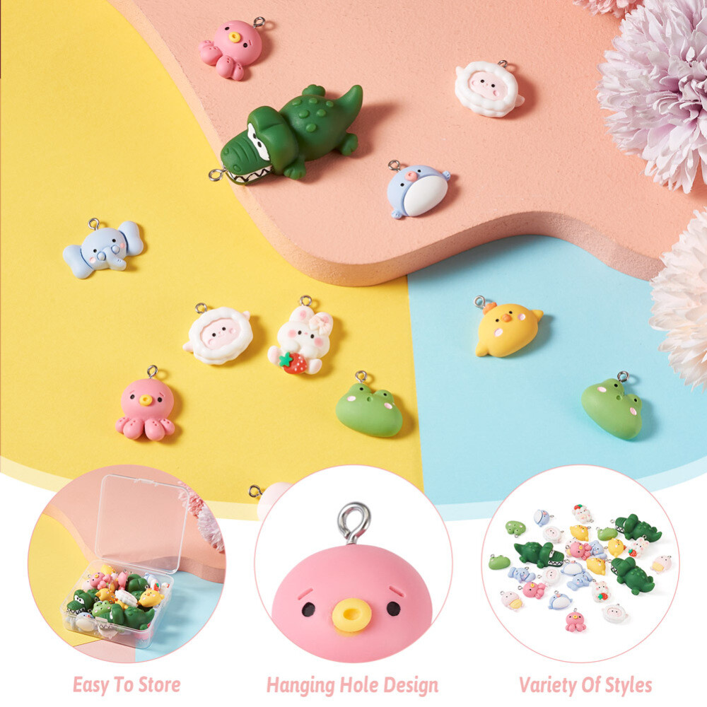 1Box Frog Chick Rabbit Octopus Elephant Tortoise Dolphin Opaque Resin ...