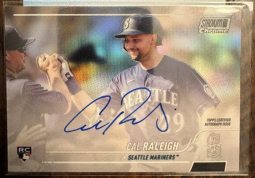 Cal Raleigh 2022 Topps Stadium Club Chrome Refractor RC Auto Mariners ...