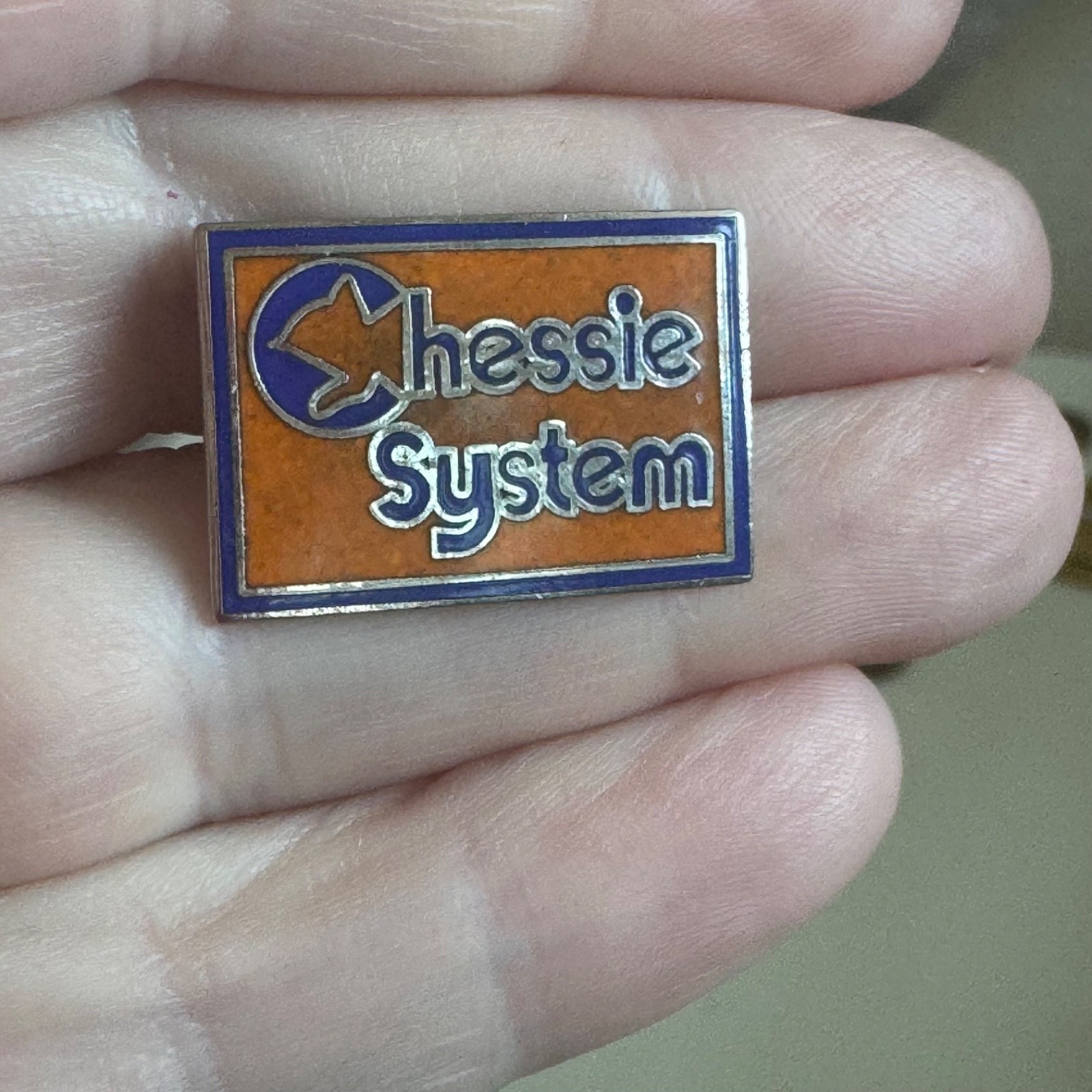 Vtg Chessie System Cat Logo Enamel Lapel Pin Tie Tack Orange Railroad ...