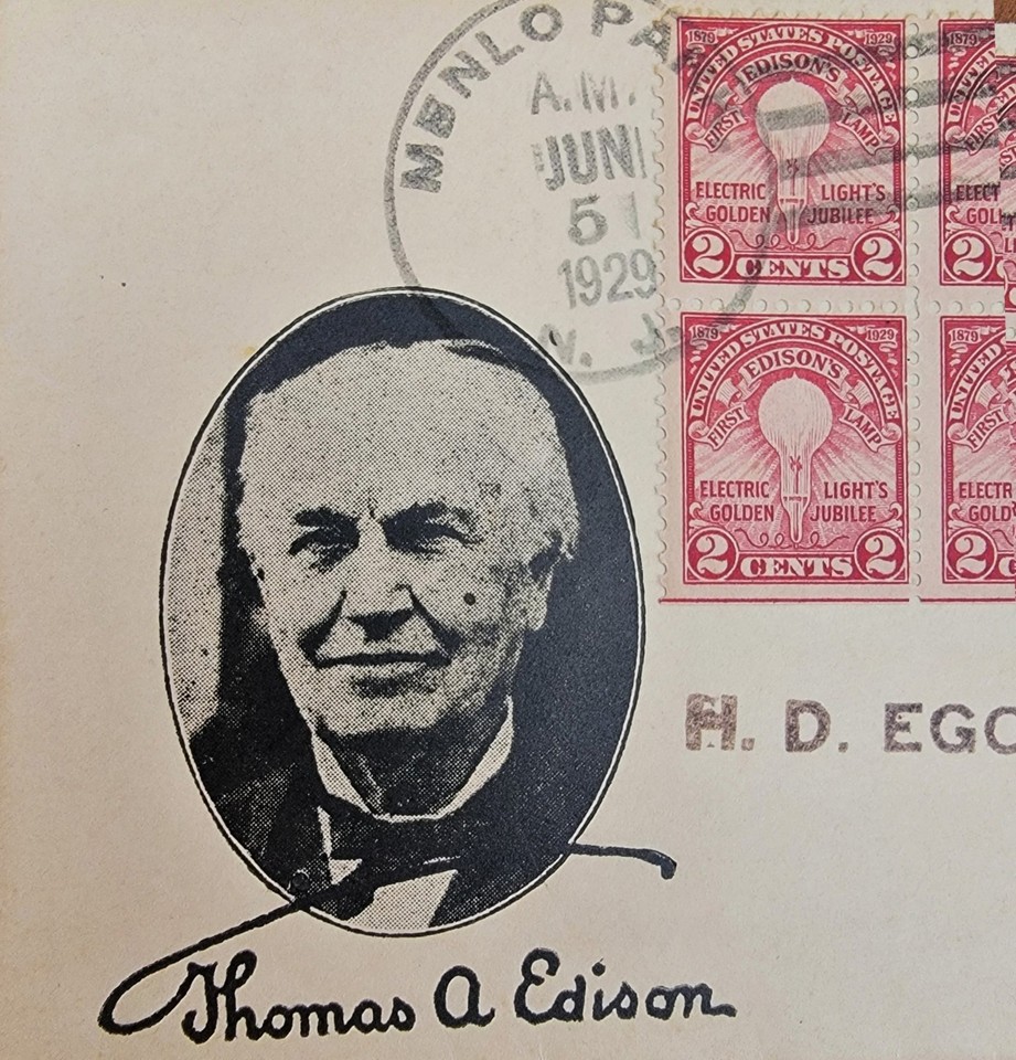 1929 Scott #654 Edison 2¢ FDC Block of 4 - Menlo Park Egolf cachet | eBay