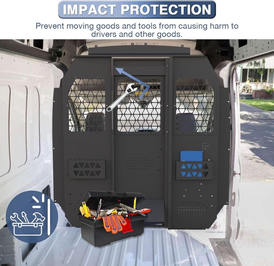 Black Cargo Van Safety Partition Divider Ford Transit Full Size Vans ...