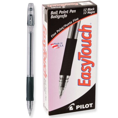 32001 Pilot EasyTouch Ballpoint Stick Pen, Fine Point, Black Ink, Pack ...
