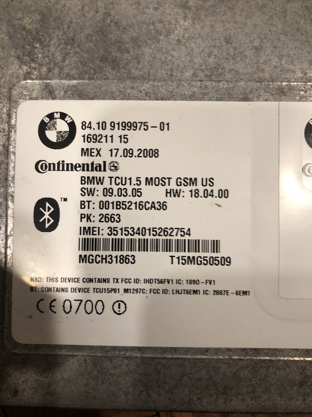 2009 08 09 10 11 BMW M3 E92 OEM BLUETOOTH TELEMATIC CONTROL UNIT MODULE ...