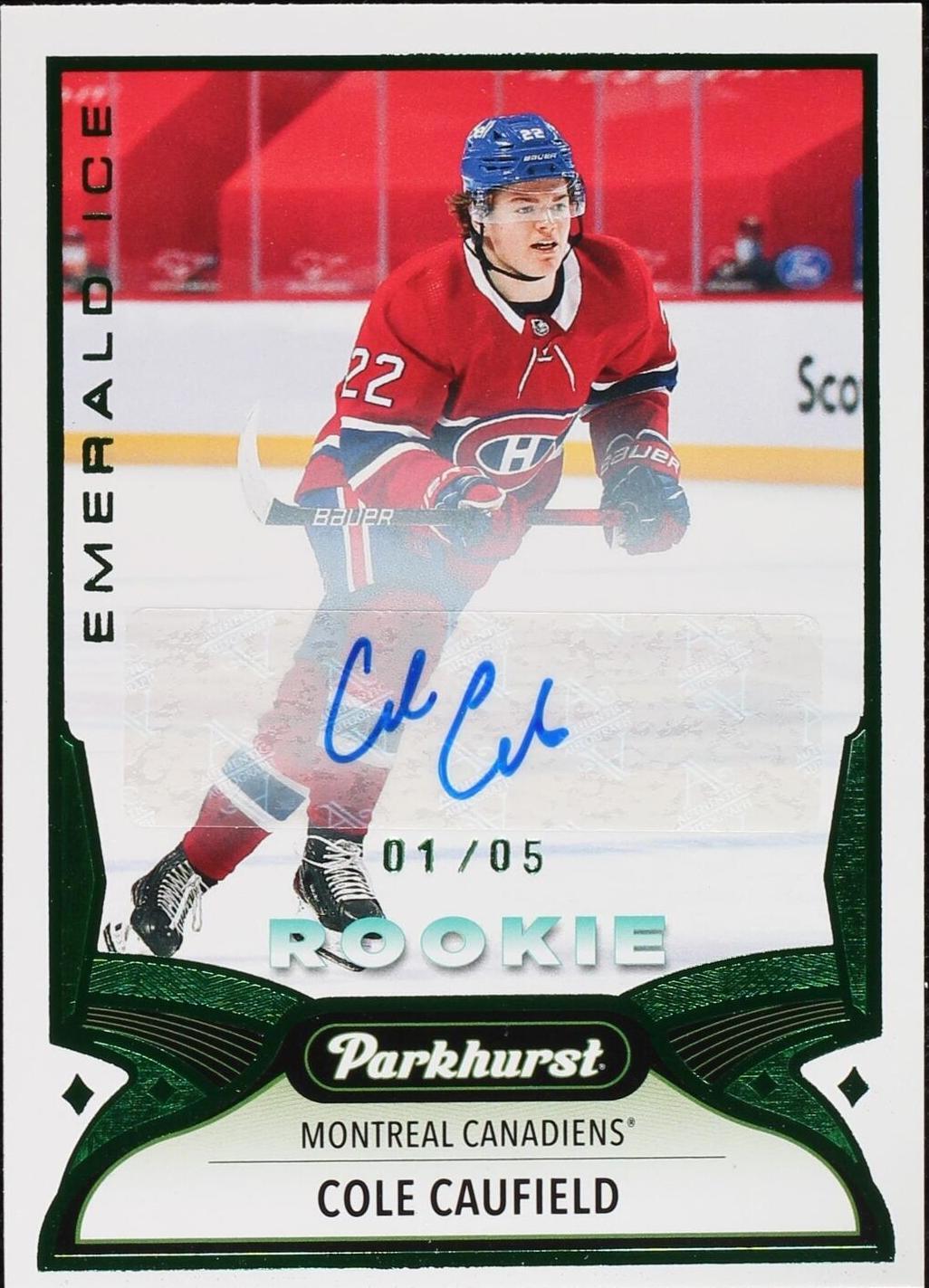 2021-22 Upper Deck Parkhurst - Rookies Cole Caufield #330 Emerald Ice ...