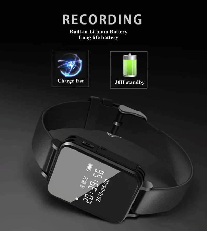 Voice Activated Digital Audio Voice Recorder Bracelet Wrist Watch MP3 ...