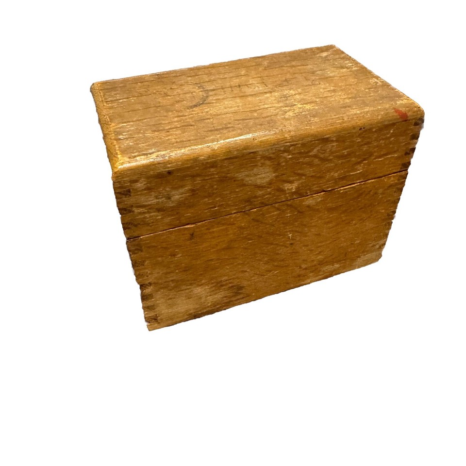 Vintage Oak Wood Recipe Box Dovetail With Handwritten Recipe Cards And ...