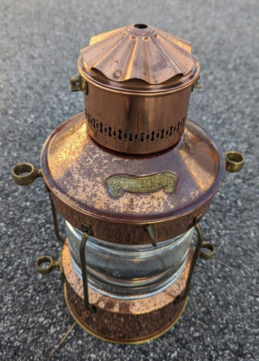 Ankerlicht Copper Ship Lantern Light Electric Converted Hanging Fixture ...