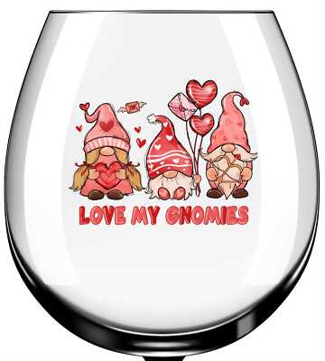 x12 Gnome Love Gonk Valentine's glass vinyl decal stickers Colour nm40 ...