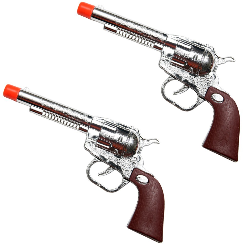 Chrome Silver Cowboy Gun Toy Set, Bandana, Revolver Wild West, Badge ...