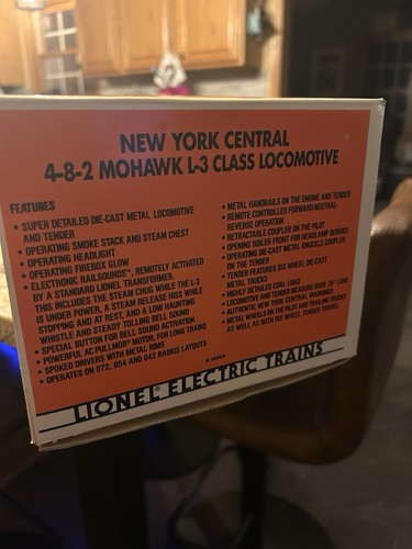 Lionel 6-18009 New York Central 4-8-2 Mohawk L-3 Class Steam Locomotive ...