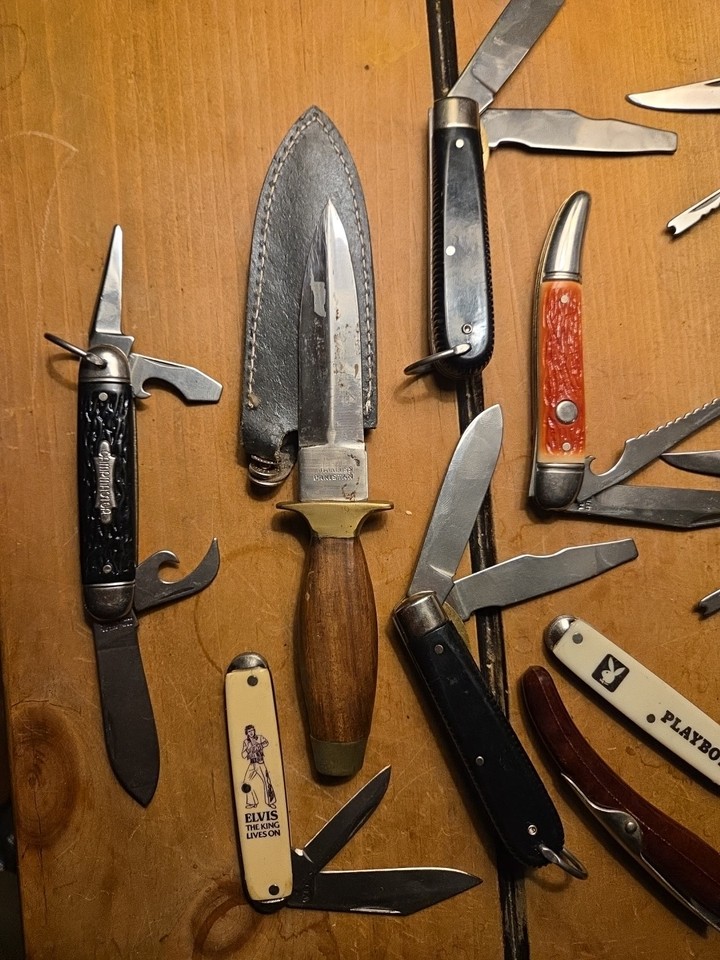 Vintage Knife Lot, 10 Pcs, Okapi Campmaster Provcut Co, Playboy, Elvis ...