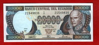 Ecuador 20000 Sucres 1999 Banknote World Paper Money Currency Bill Note ...