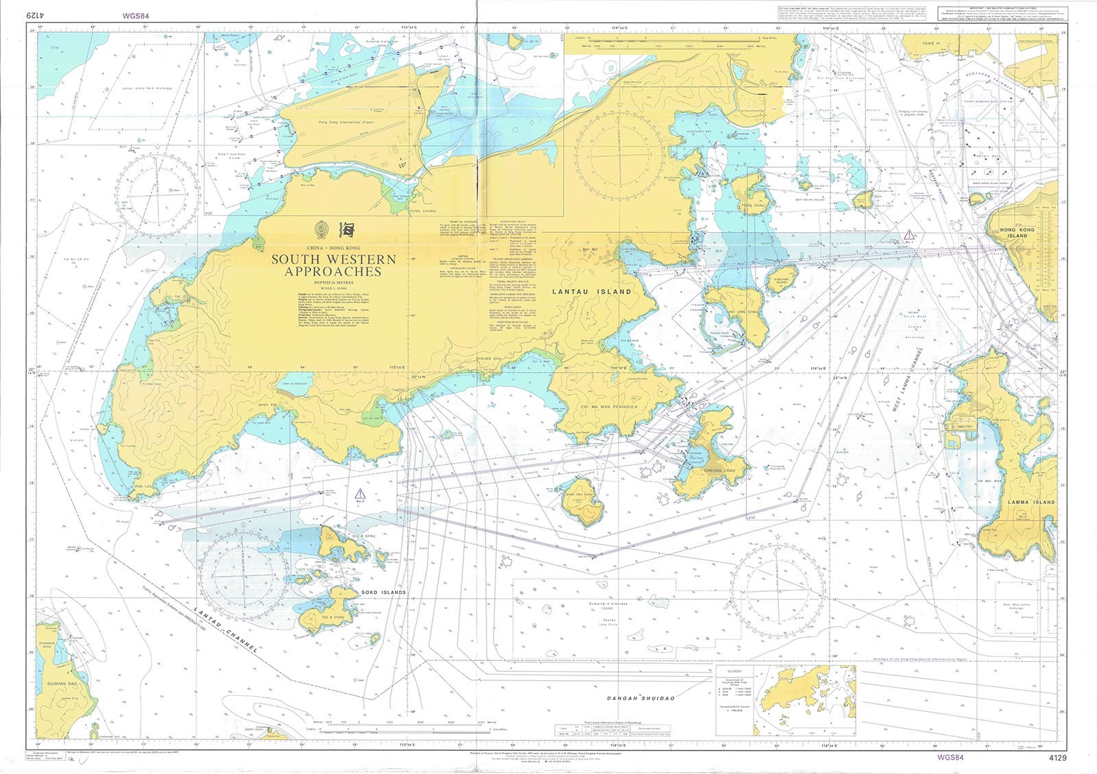 4129 China Hong Kong South Western Approaches Chart Map Maritime Wall ...
