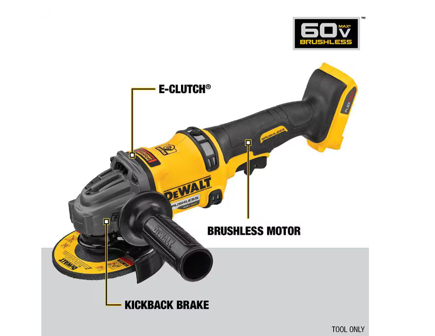 DeWalt DCG418B 60V MAX FLEXVOLT 4 1/2" - 6" Angle Grinder w/ Kickback ...