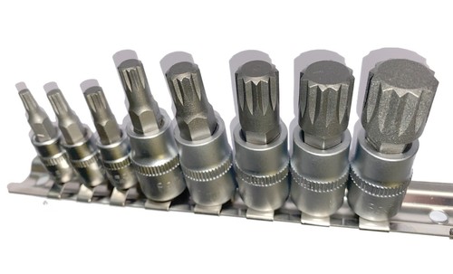 8pc Spline Socket Bit Set Chrome Vanadium BITS3/8" & 1/4"d M4 M6 M8 M10 ...