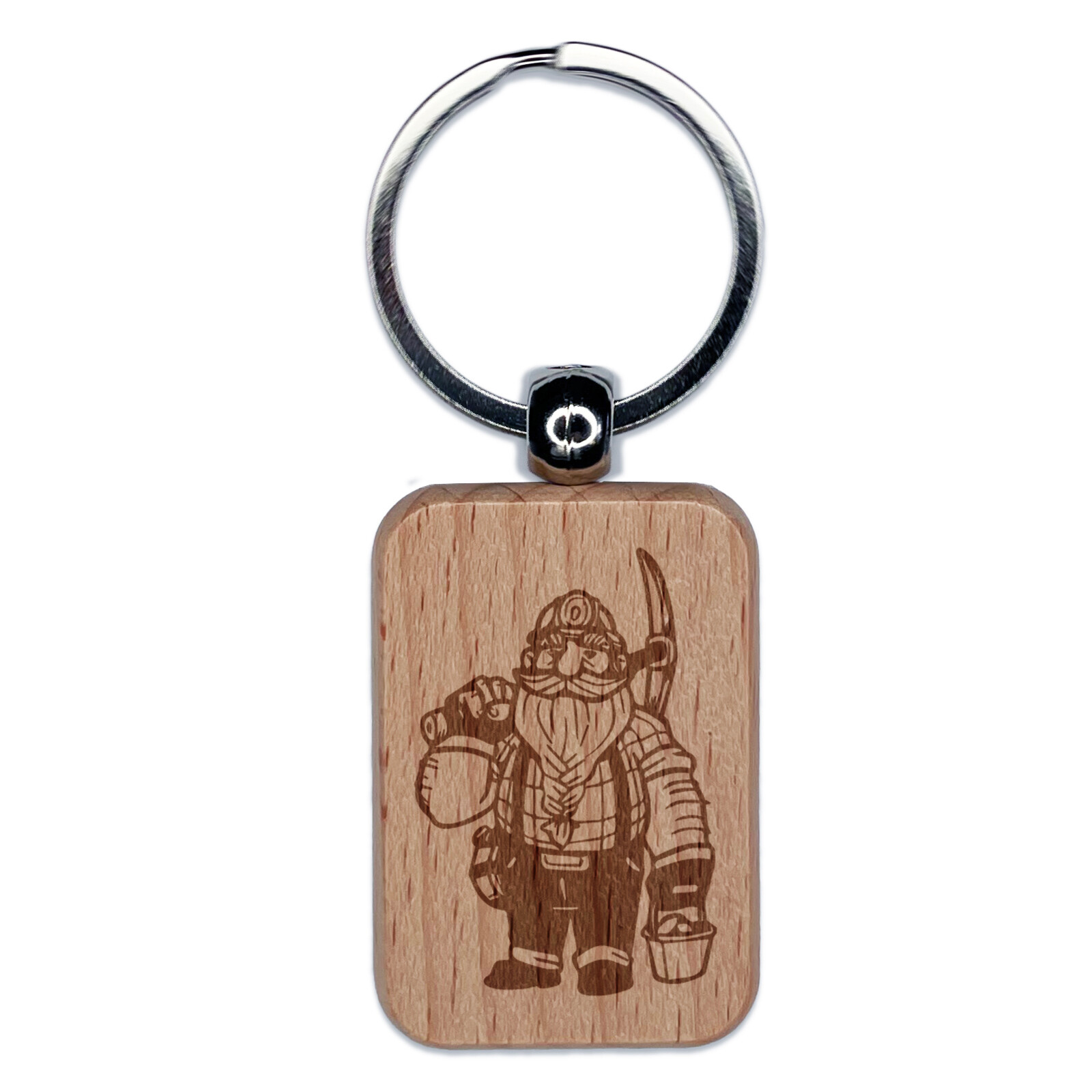 Dwarf Miner with Pickaxe Engraved Wood Rectangle Keychain Tag Charm | eBay