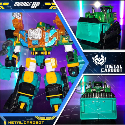Metal Cardbot BUSTER GALLON Green Bulldozer Transforming Robot Card Toy ...