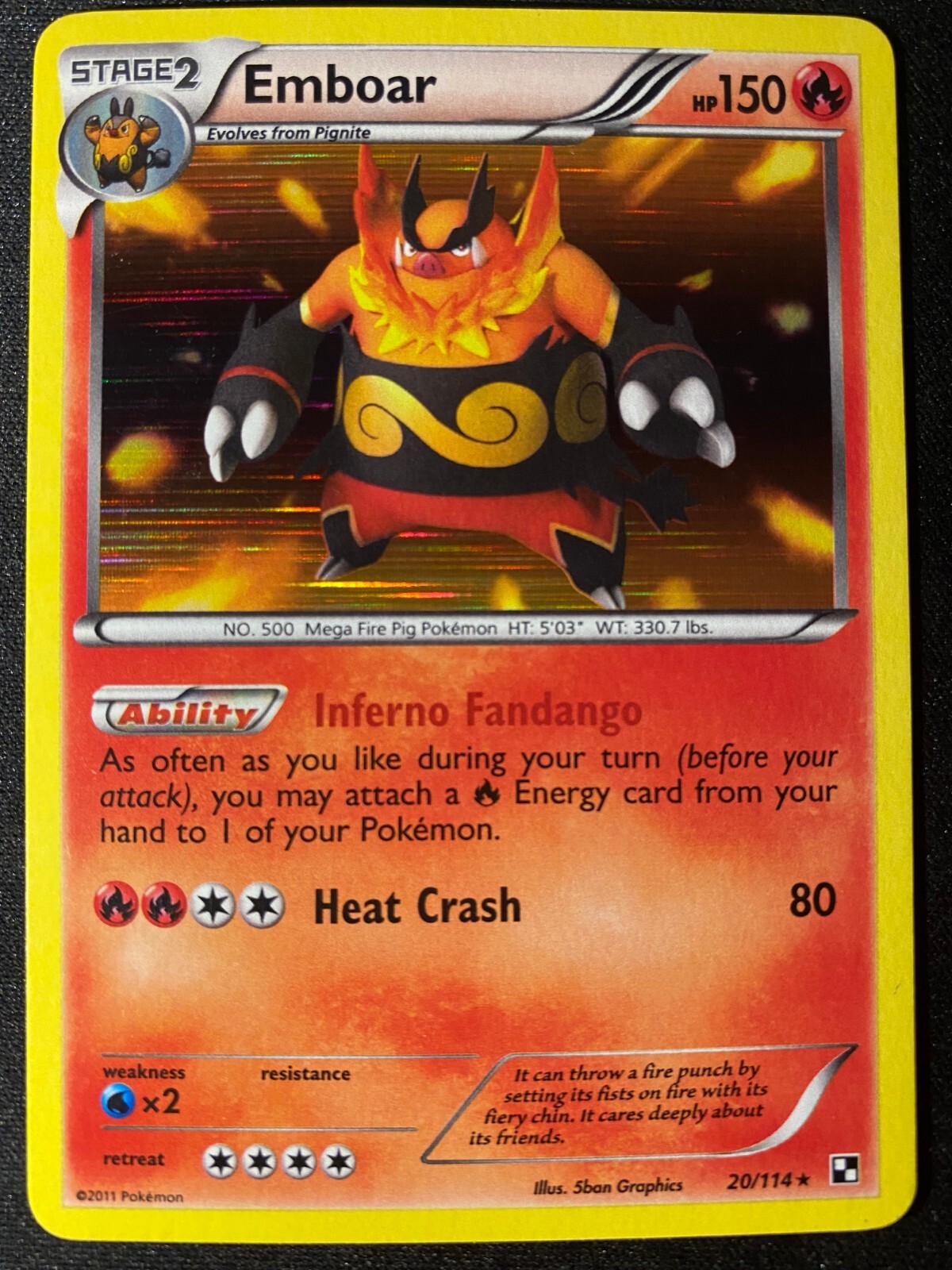 Pokémon TCG Emboar 20/114 Black and White Holo Rare Near Mint NM | eBay
