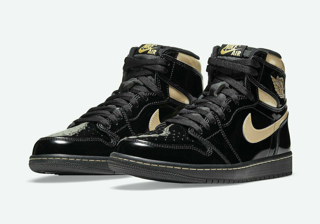 Jordan 1 Retro High Black Metallic Gold Basketball Shoes Sz 9.5 555088 ...