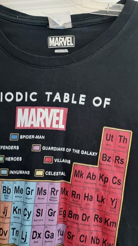 Marvel T-Shirt Womens Black Periodic Table Elements Graphic Tee Small ...