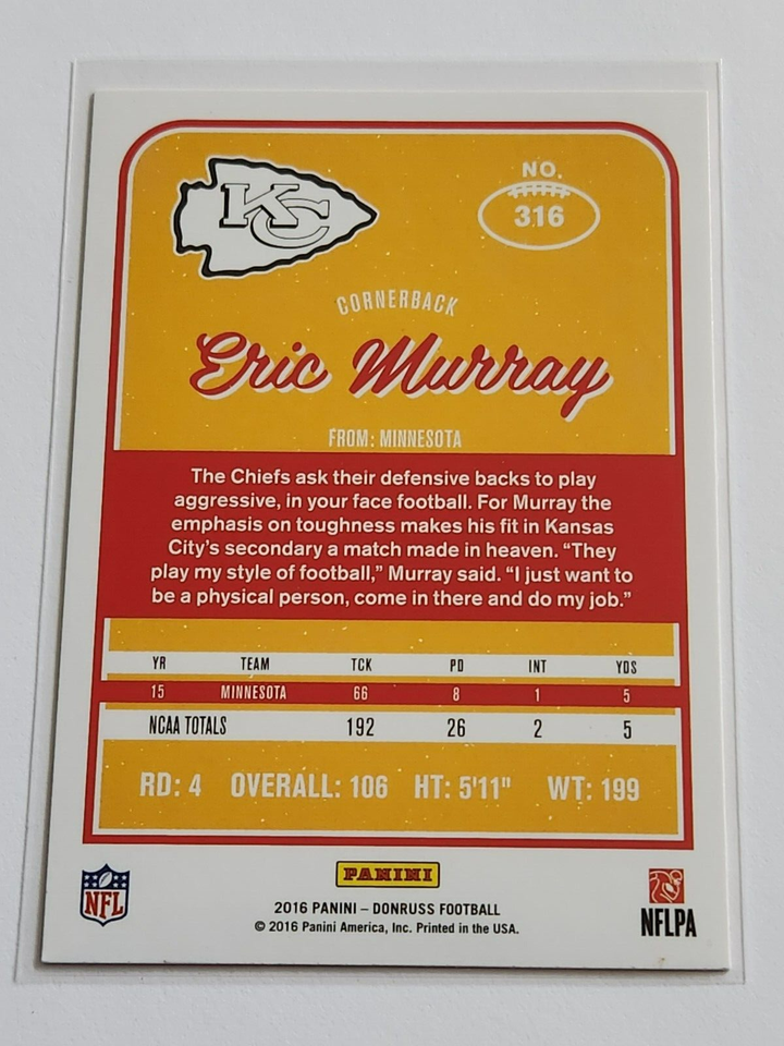 2016 PANINI FOOTBALL ERIC MURRAY ROOKIE CARD #316 | eBay