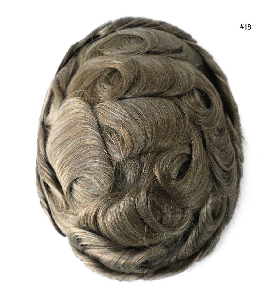 Mens Toupee Human Hair Replacement System Poly Skin V Real Wigs ...