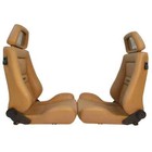 Authentic Recaro LX Tan Leather Net Headrest Front Seats PAIR OF RACING ...