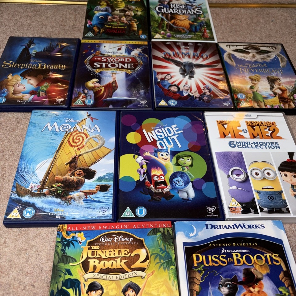 11x Kids Dvds Joblot/Bundle - Despicable Me, Moana, Inside Out, Jungle ...
