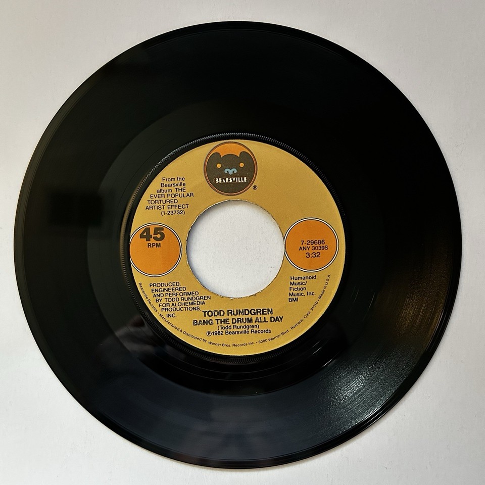 TODD RUNDGREN - Bang the Drum All Day 1982 Bearsville 45 rpm 7-29686 | eBay