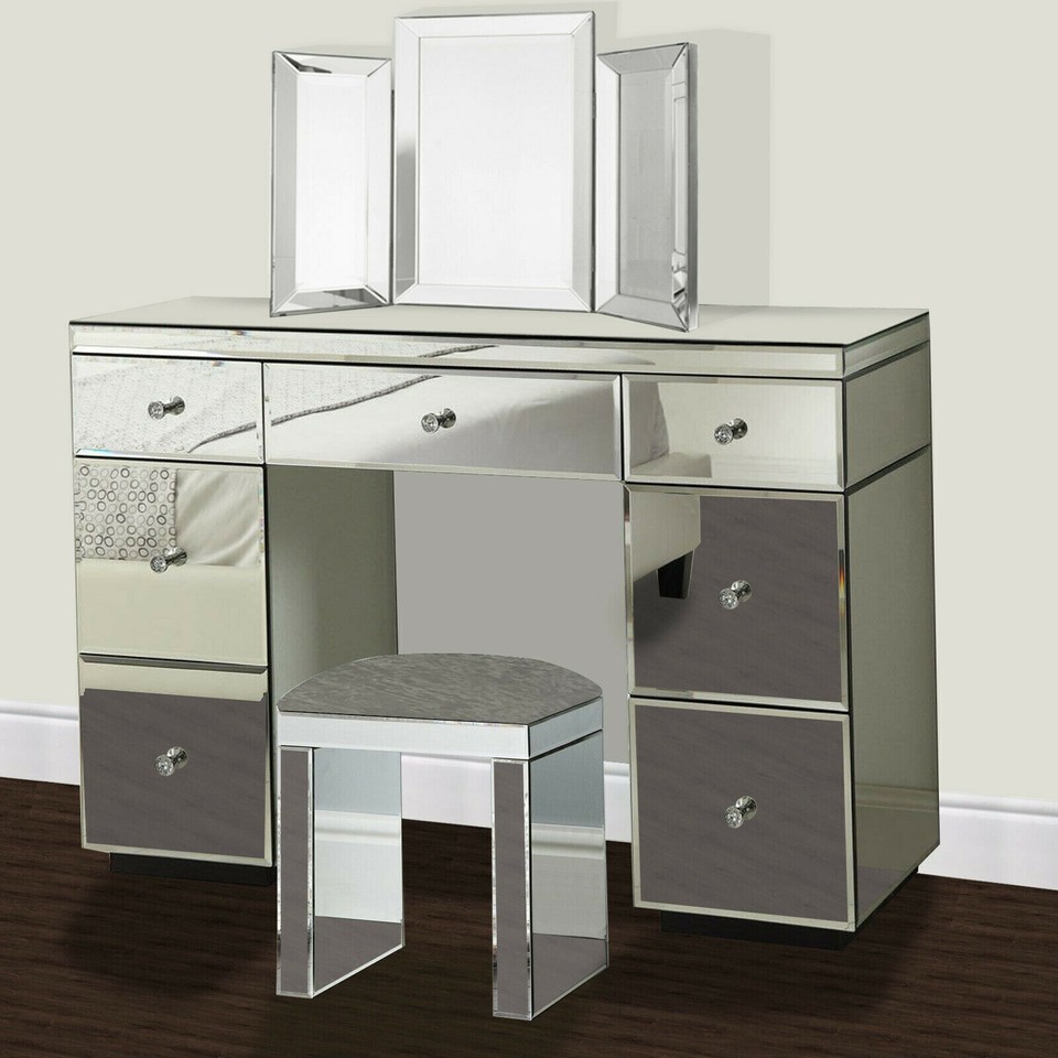 Mirrored Furniture Glass Dressing Table Bedroom Console Bevelled ...