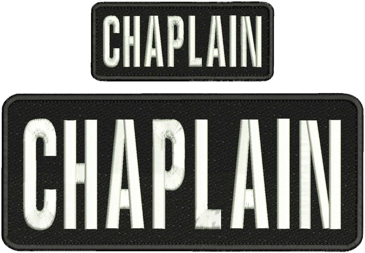 CHAPLAIN Embroidery Patches 4 X 10" and 2x5 hook on back blk/white | eBay