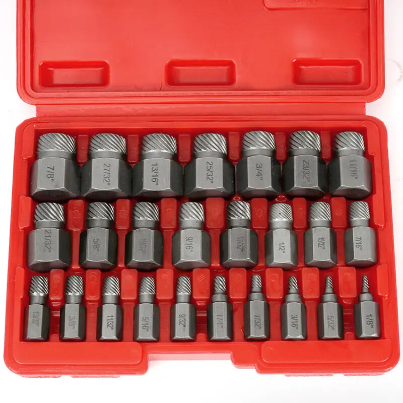 25 Pcs Multi-Spline Screw Extractor Set Hex Head Bit Socket Wrench Bolt ...
