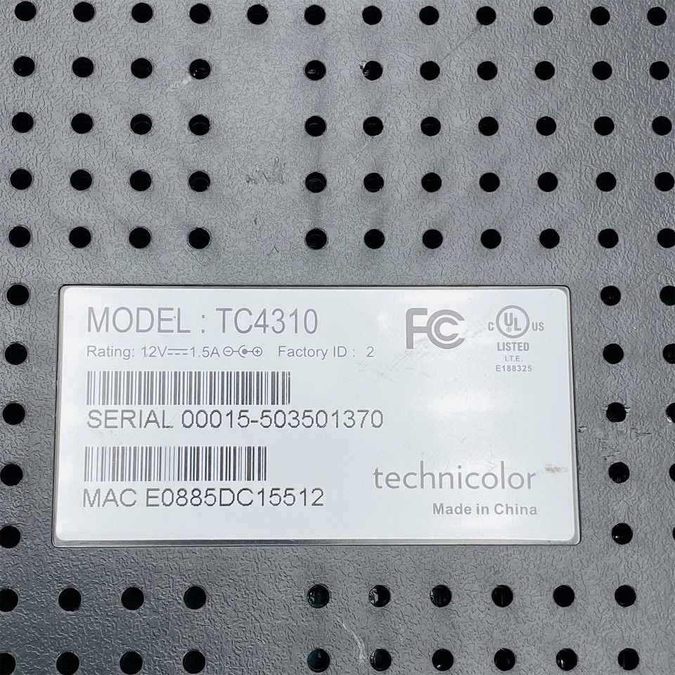 Technicolor TC4310 DOCSIS 3.0 16x4 Data Spectrum Cable Modem w/ Adapter ...