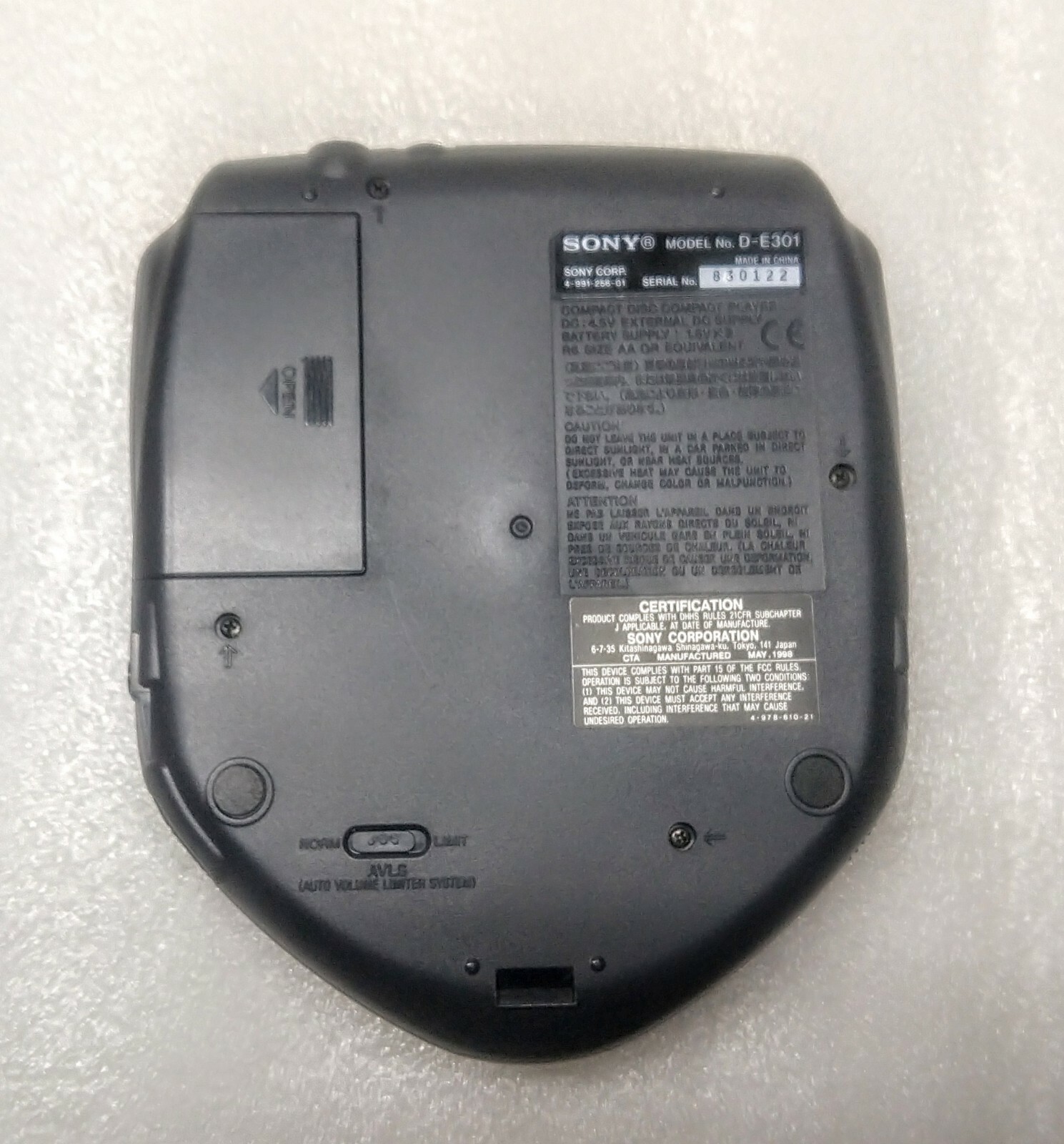 Sony D-E301 Portable CD Player Walkman 1bit DAC AVLS ESP Shock ...