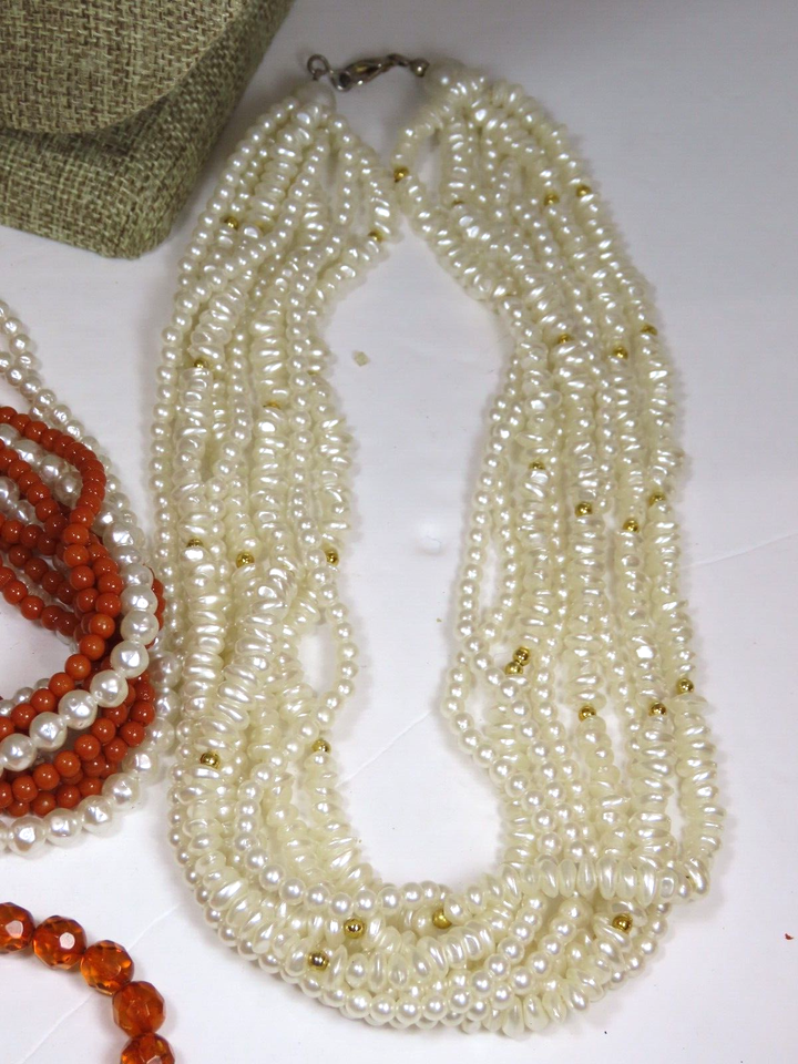 Vintage Necklace Lot Beaded Lucite Faux Pearl Glass Acrylic Huge Lot ...