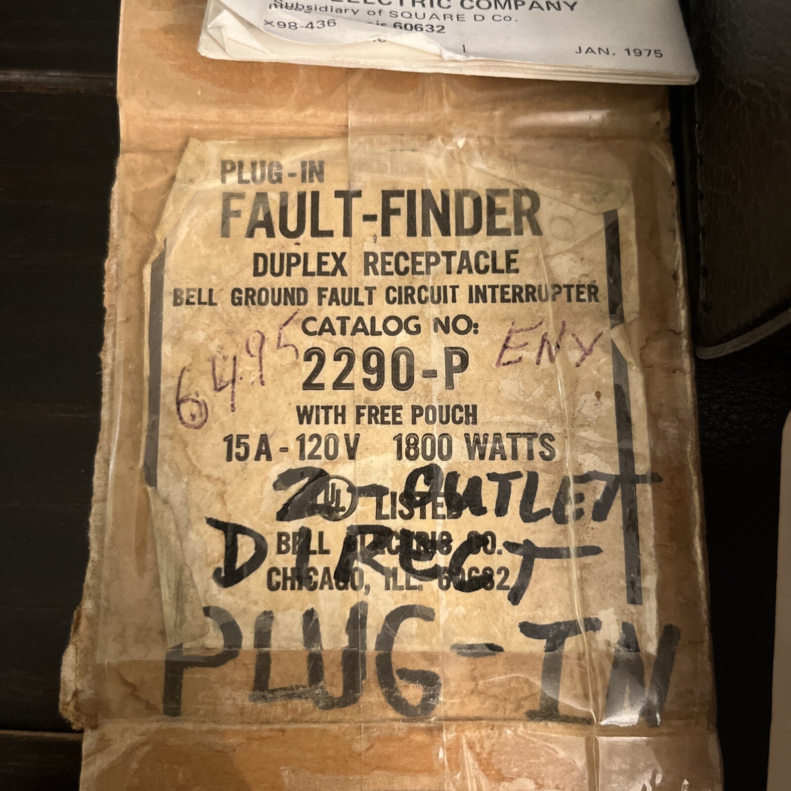 BELL Electric Plug In FAULT-FINDER Duplex Receptacle 15A 120V 1800W CAT ...