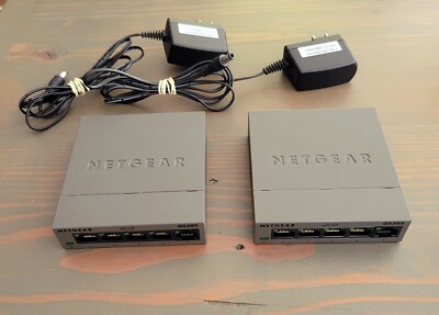 Two Netgear GS305 5 Port Gigabit Ethernet Switch w/ Power Adapter Two ...