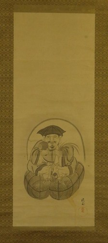 JAPANESE HANGING SCROLL ART Painting "Daikoku" Asian antique #E7663 | eBay