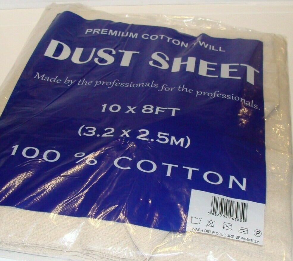 5 X 100% COTTON TWILL PROFESSIONAL DECORATING LARGE DUST SHEETS SIZE 3 ...