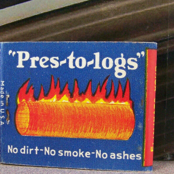 Vintage Matchbook M6 Presto Logs No Dirt Flames Fire Ashes Intense Heat ...