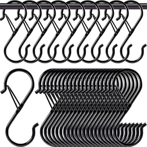 30 Pack S Hooks for Hanging,S Hooks with Safety Buckle,Heavy Duty S ...