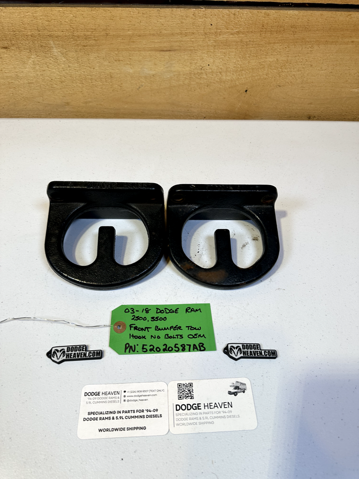 OEM 2003-2018 Dodge Ram 2500 3500 Front Bumper Tow Hooks Pair QTY 2 ...