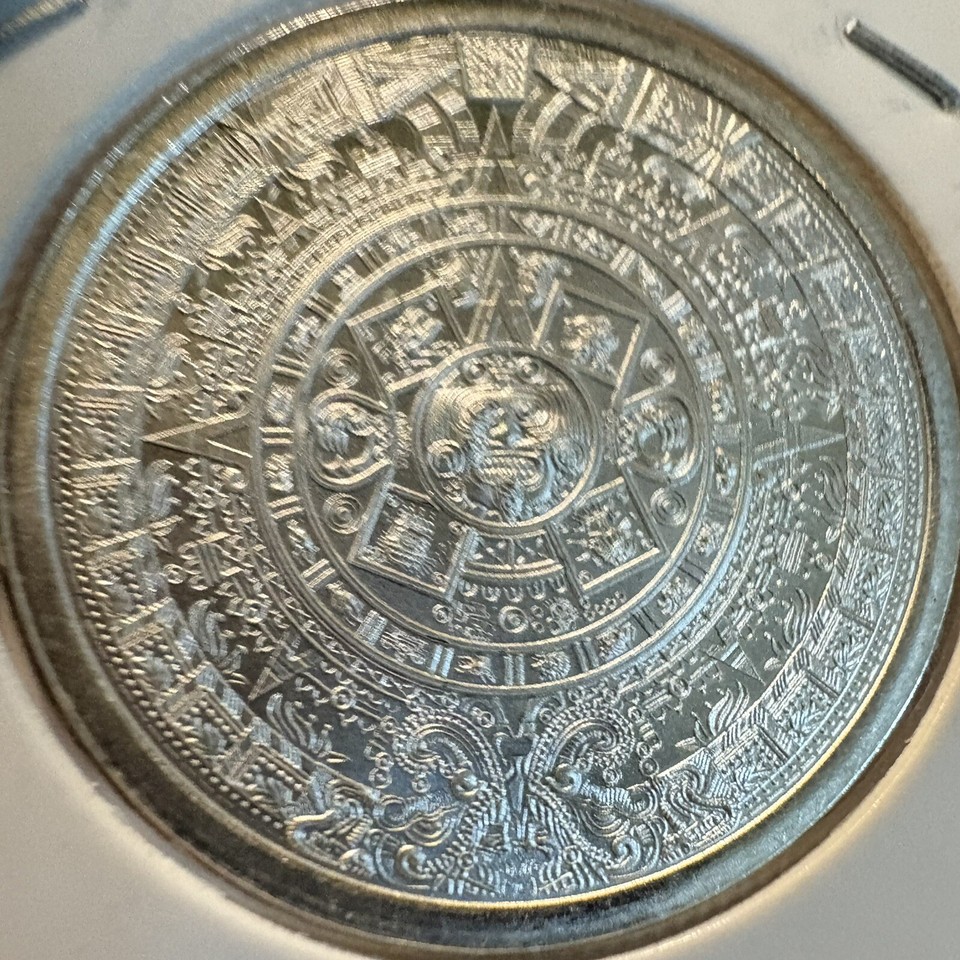 Pure Silver .999 Bullion - Mexico Aztec Calendar Mayan- 1/4 oz round ...