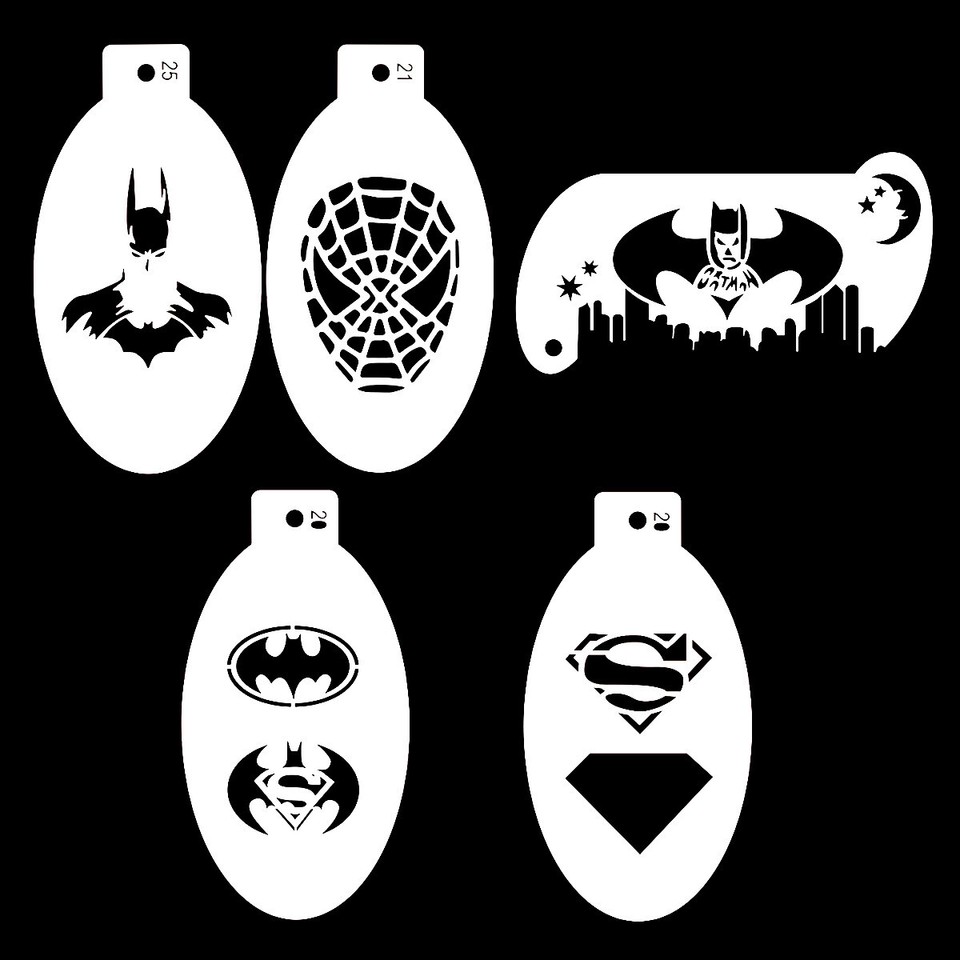 Bowitzki Face Paint Stencils FOR Boy Superman Superhero Spider-Man ...