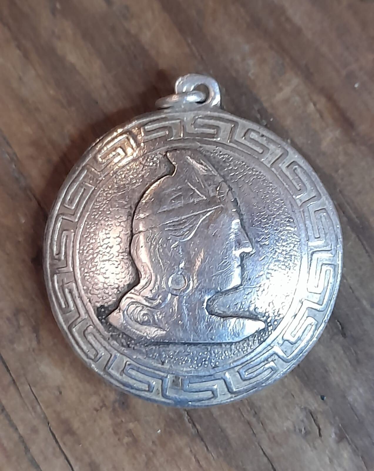 vintage concave mayan peruvian sterling silver pendant - Gem