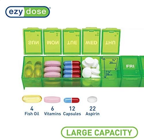 EZY DOSE Weekly (7-Day) Pill Case, Medicine Planner, Vitamin Organizer ...